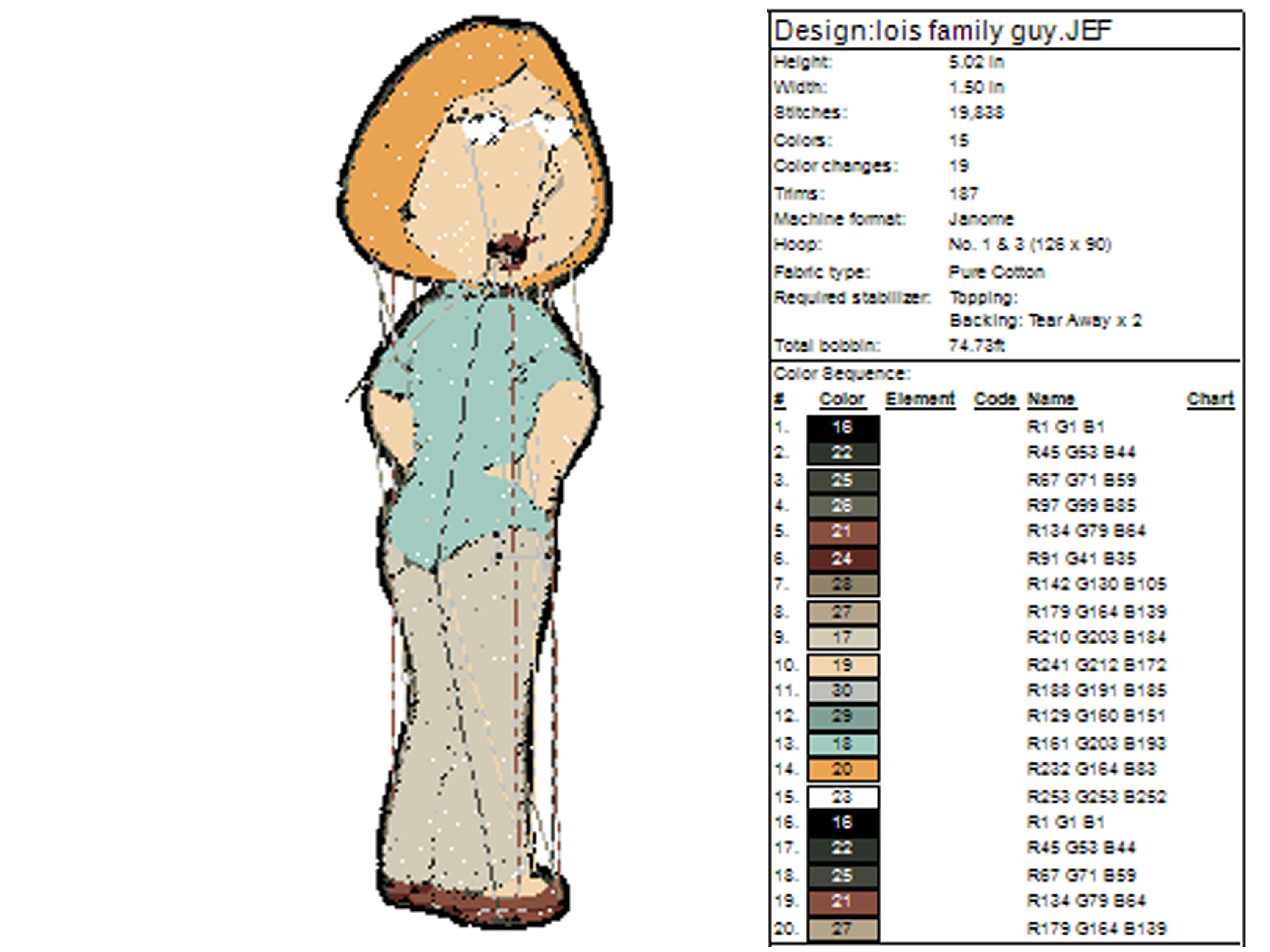 Family Guy Lois Machine Embroidery Pattern DIGITAL - Etsy