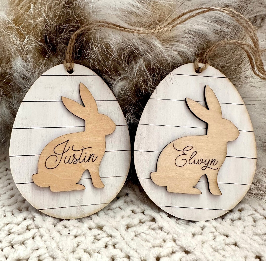 Personalized Rustic Wooden Easter Basket Tag, Custom Easter Tag ...