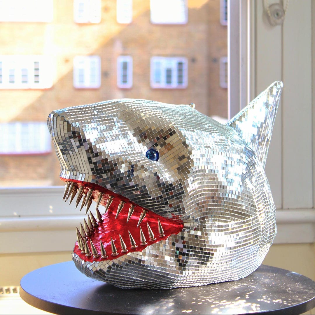 Disco Shark Trophy Head Disco Ball Shark Head Disco Decor Mirror ...