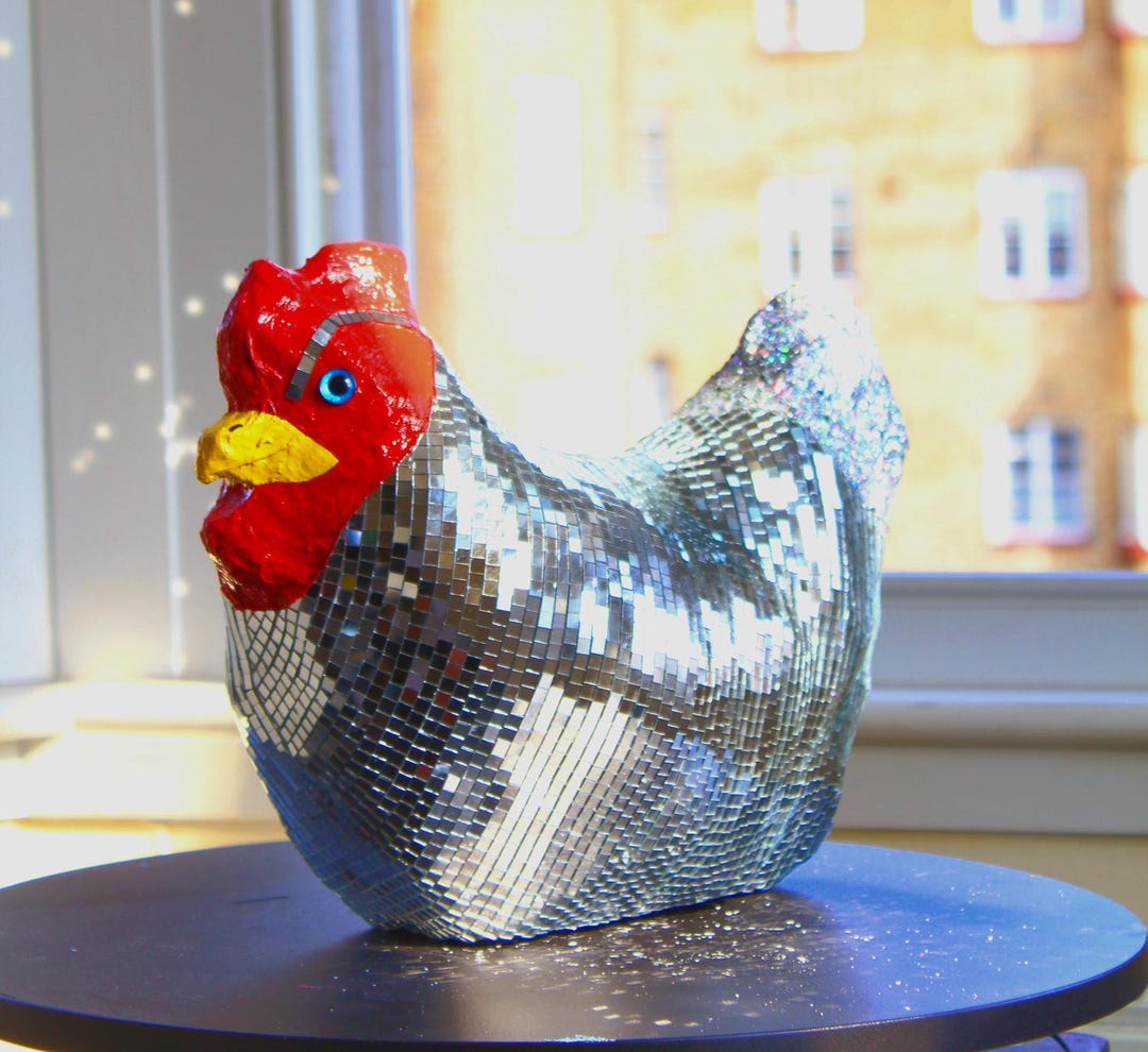 Disco Chicken Ornament Disco Ball Chicken Hen Disco Decor Mirror ...