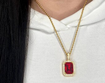 Red Gem Necklace | Etsy