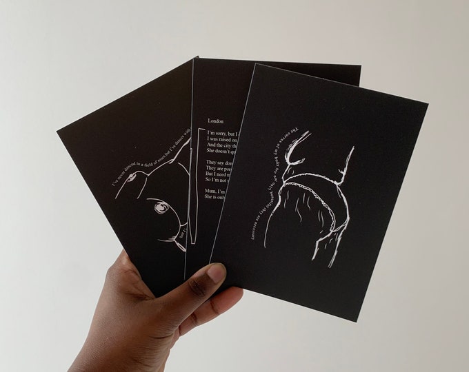 Black and White Original Illustrated Postcard Black Owned A6 Size ...