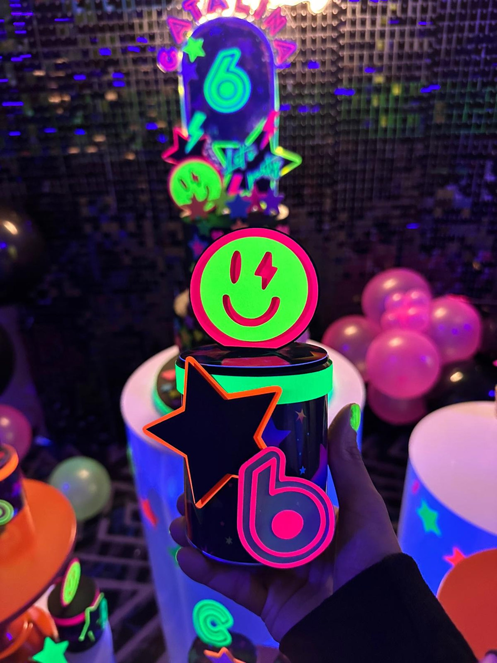 Glow Party Cake Topper, Neon Birthday Cake Topper, Personalized Cake ...