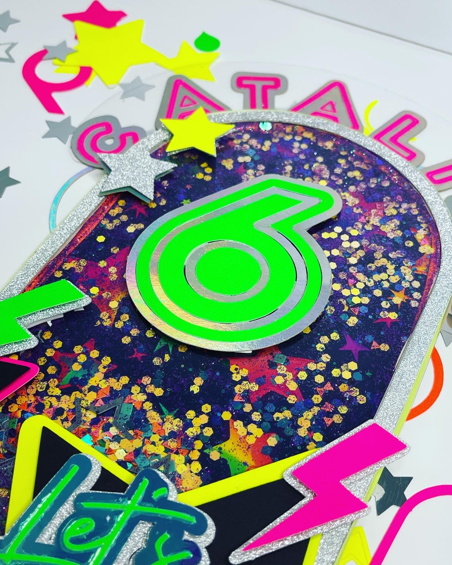 Glow Party Cake Topper, Neon Birthday Cake Topper, Personalized Cake ...