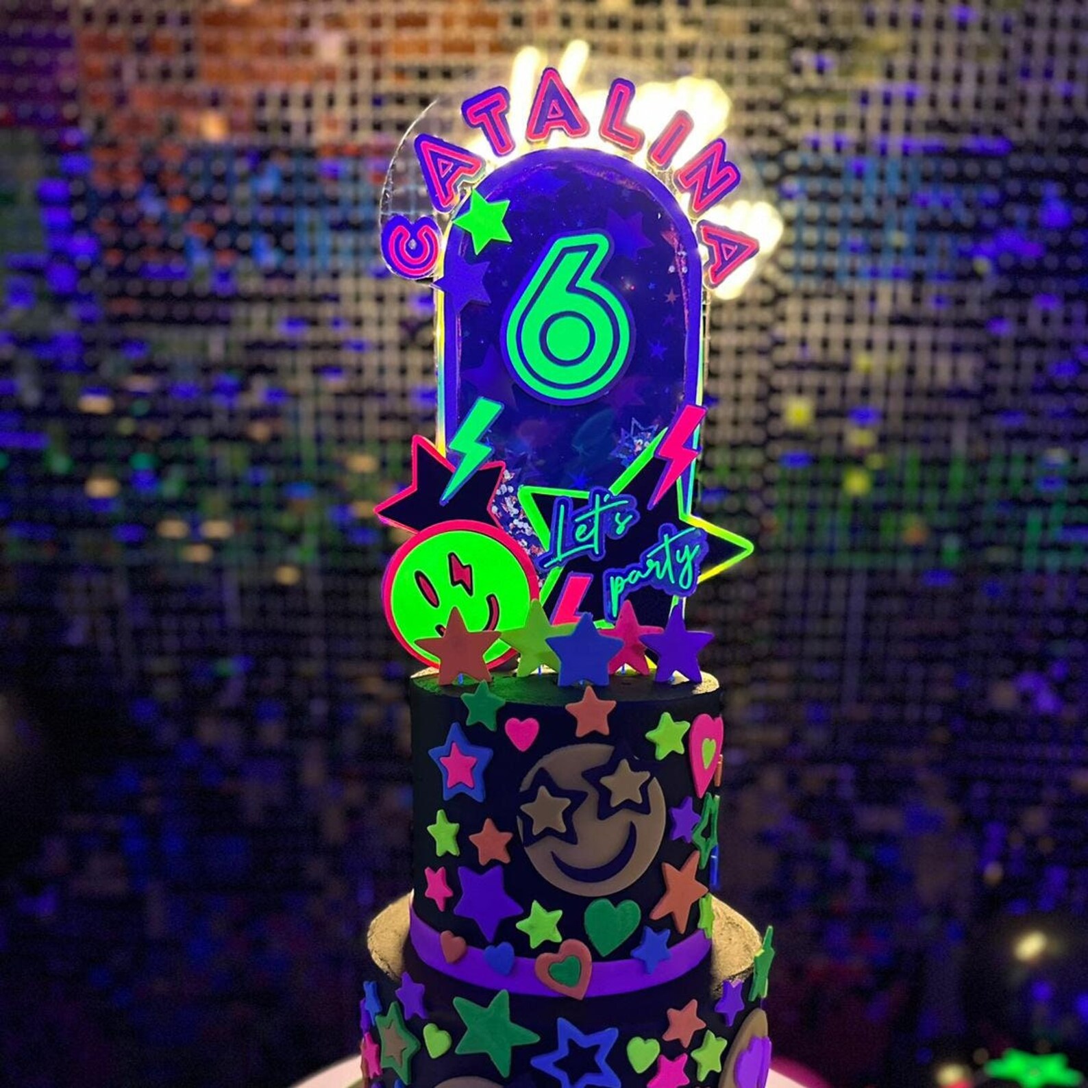 Glow Party Cake Topper, Neon Birthday Cake Topper, Personalized Cake ...