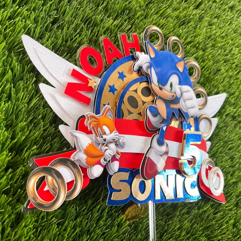 Inspired Sonic Cake Topper, Personalized Cake Topper Shaker, Sonic ...
