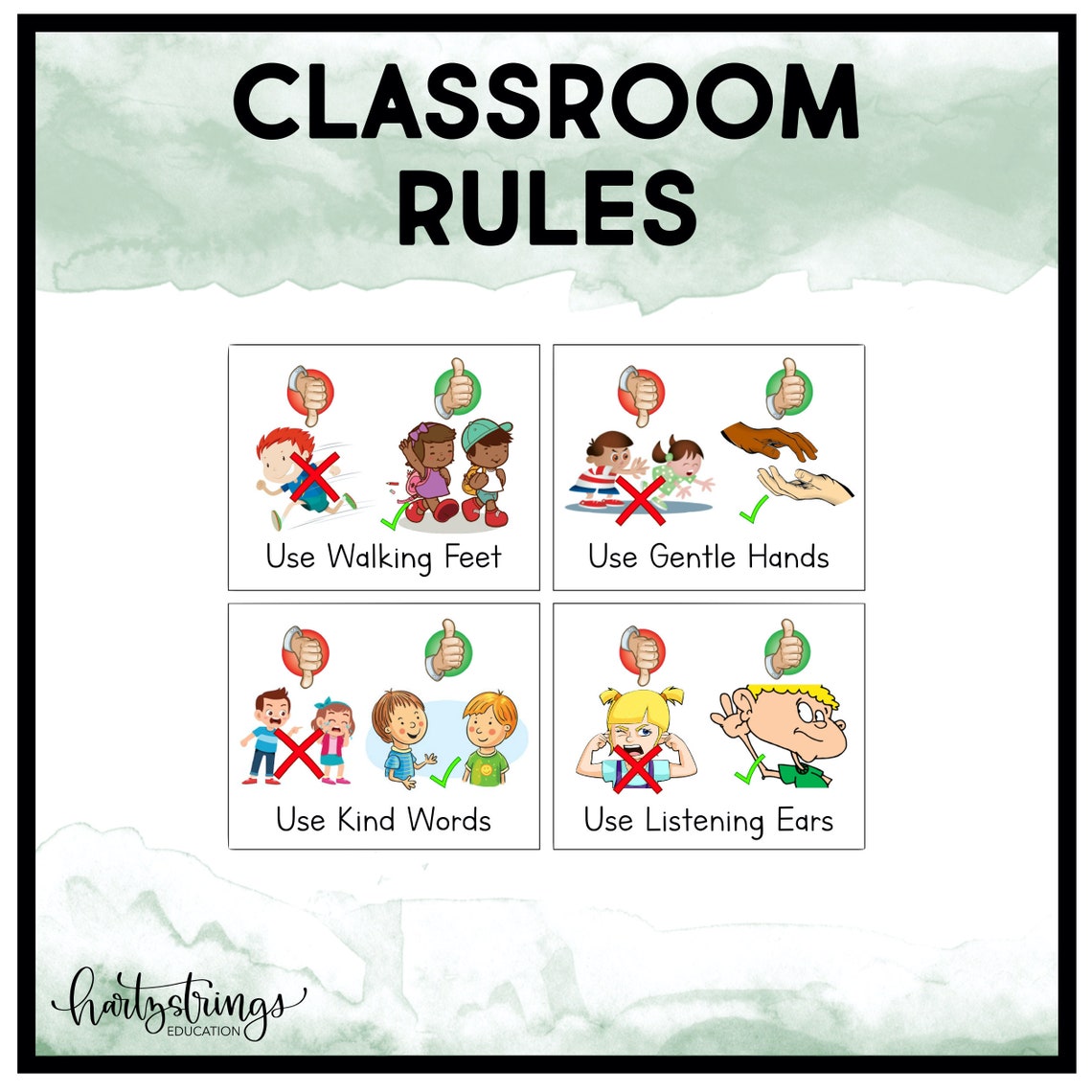 Classroom Rules Use Walking Feet Gentle Hands Kind Words | Etsy