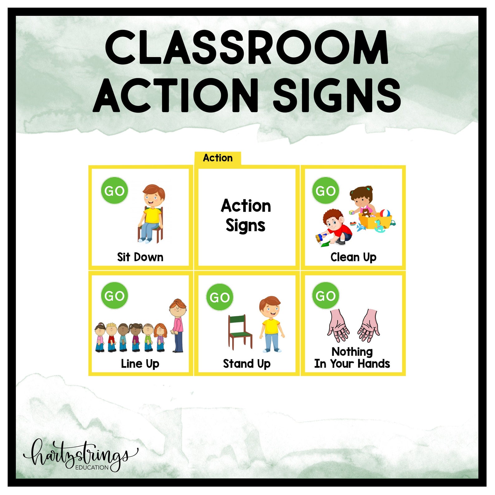 Classroom Action Signs 47 Square Signs Go Stop Praise | Etsy