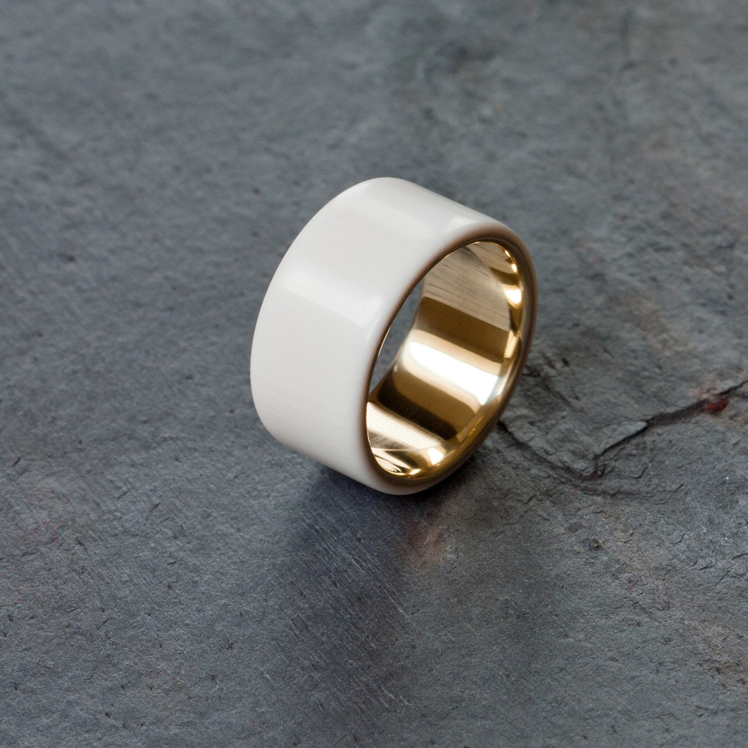 Brass and Alternative Ivory Wedding Band, 14th Anniversary Gift, Unisex ...