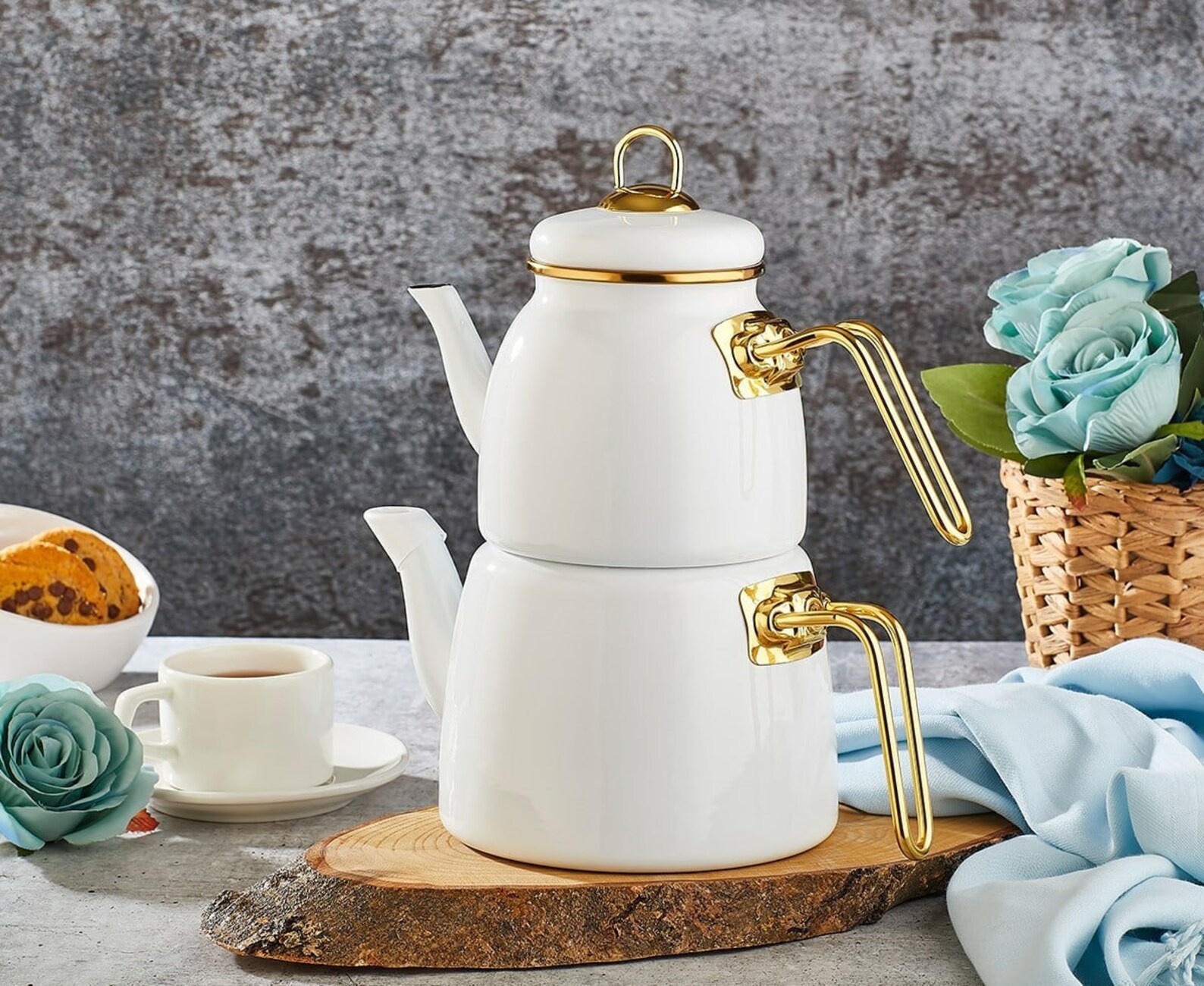 Enamel Teapot Set Turkish Tea Pot Set Tea Kettle for Loose - Etsy