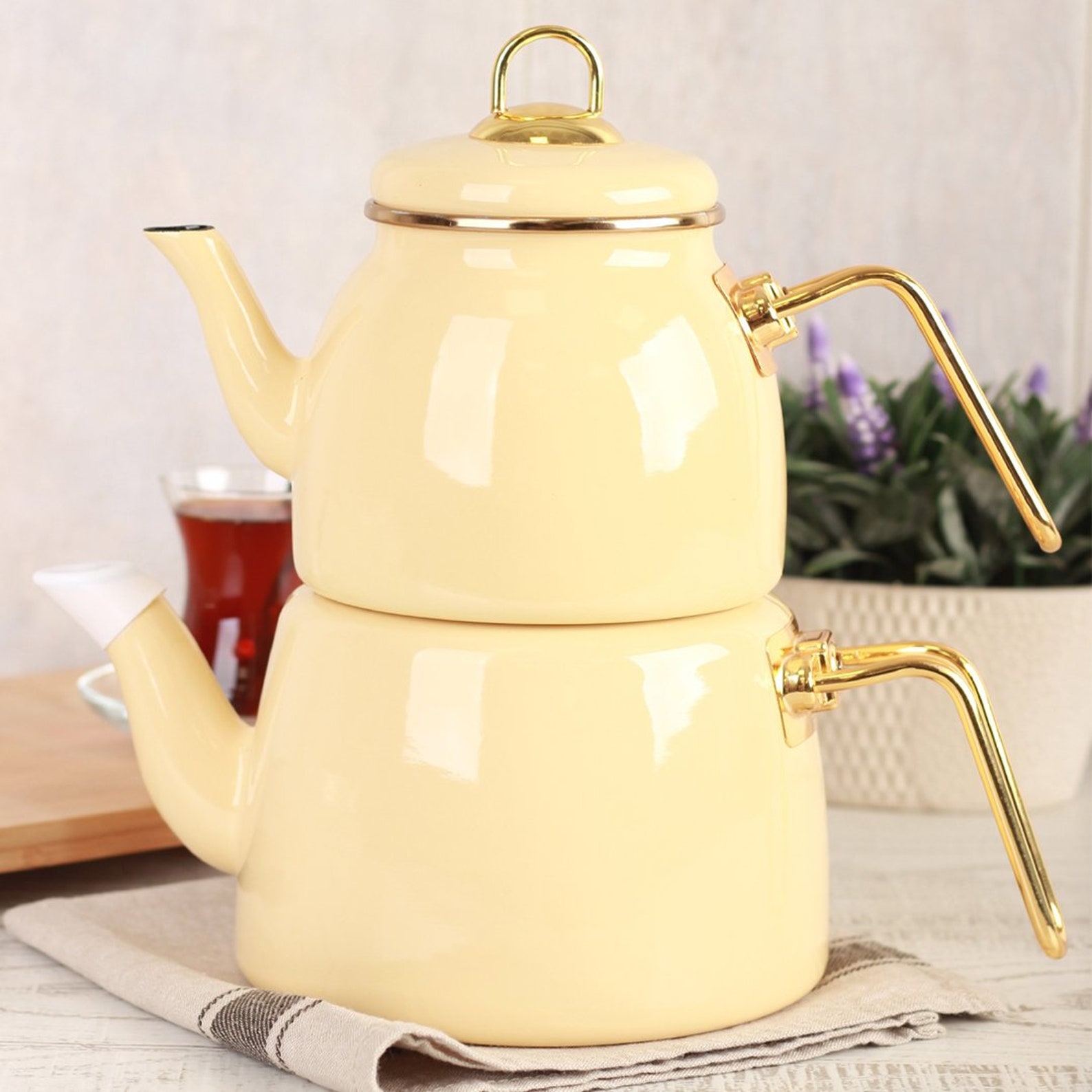 Enamel Teapot Set Turkish Tea Pot Set Tea Kettle for Loose - Etsy