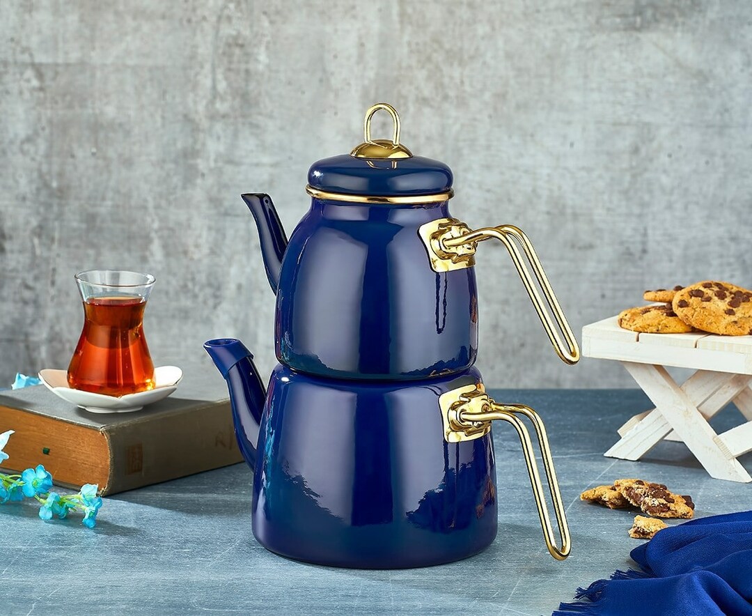 Enamel Teapot Set, Turkish Tea Pot Set, Tea Kettle for Loose Leaf Tea ...