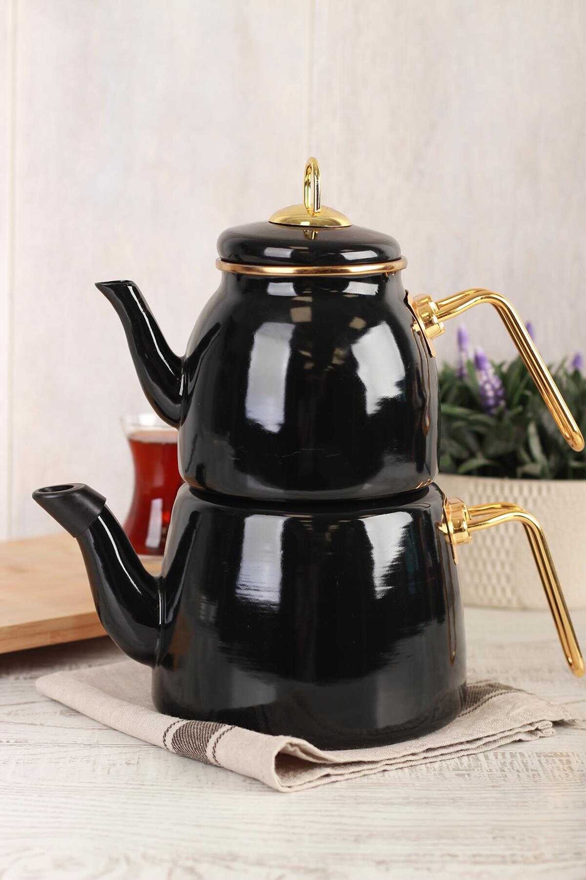 Enamel Teapot Set, Turkish Tea Pot Set, Tea Kettle for Loose Leaf Tea ...