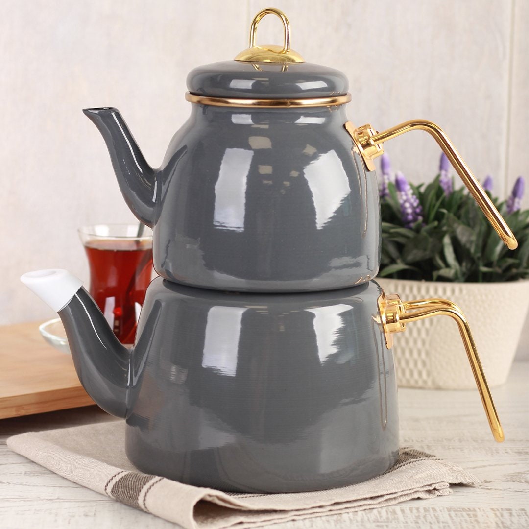 Enamel Teapot Set, Turkish Tea Pot Set, Tea Kettle for Loose Leaf Tea ...