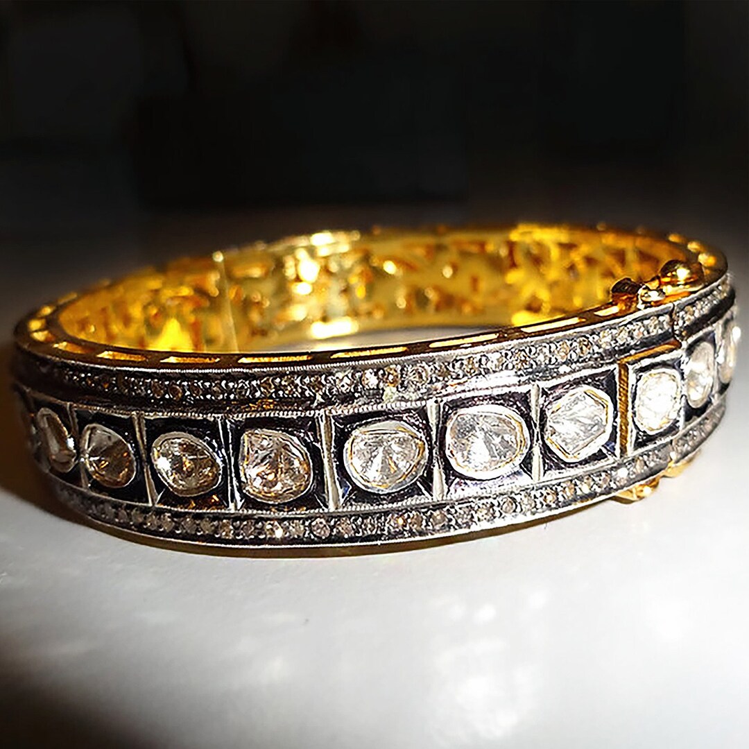 Diamond Polki Bangle Polki Bracelet for Women Natural Diamond & Diamond ...