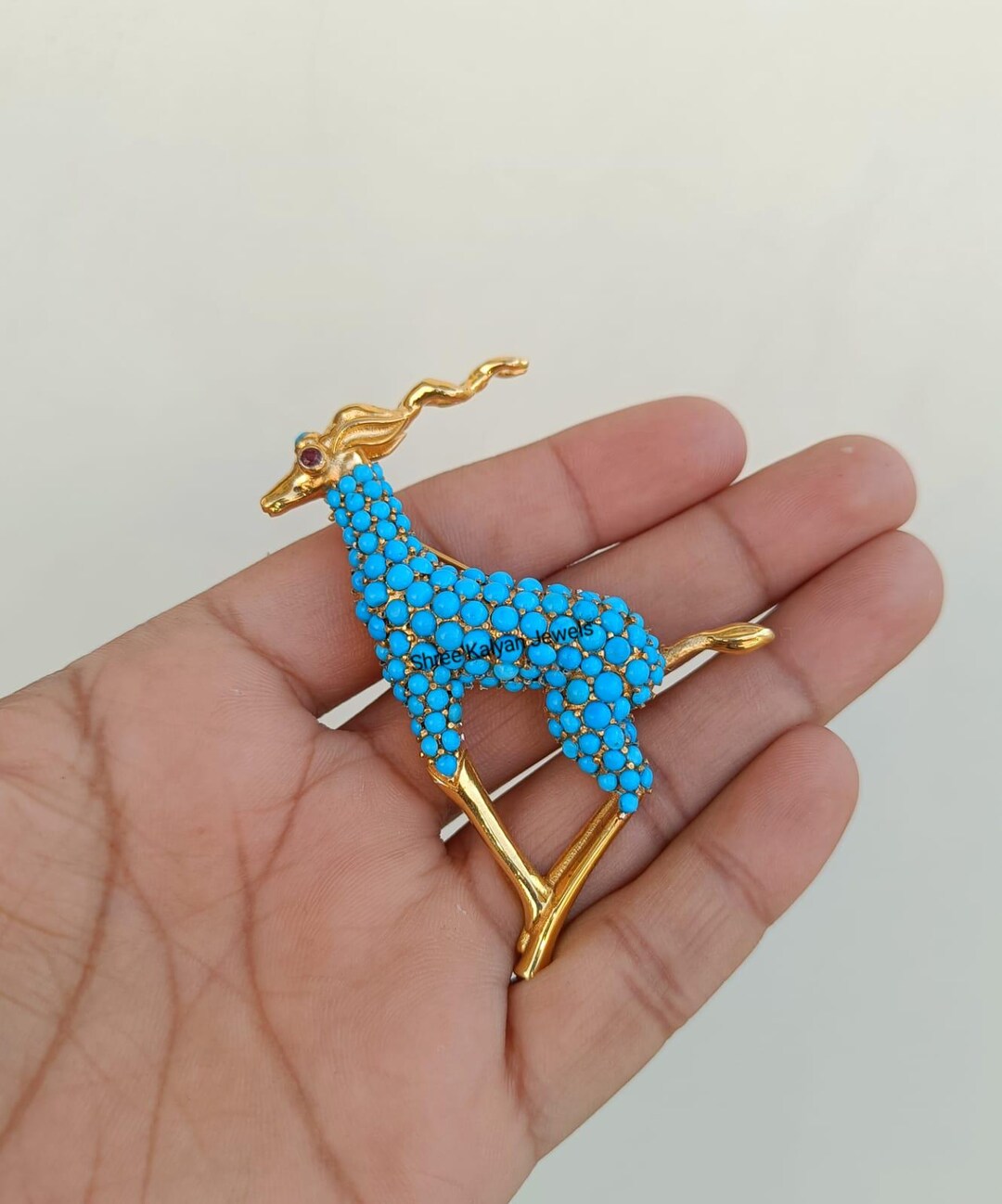 Dear Shape Brooch, Turquoise Brooch, Animal Jewelry Turquoise ...