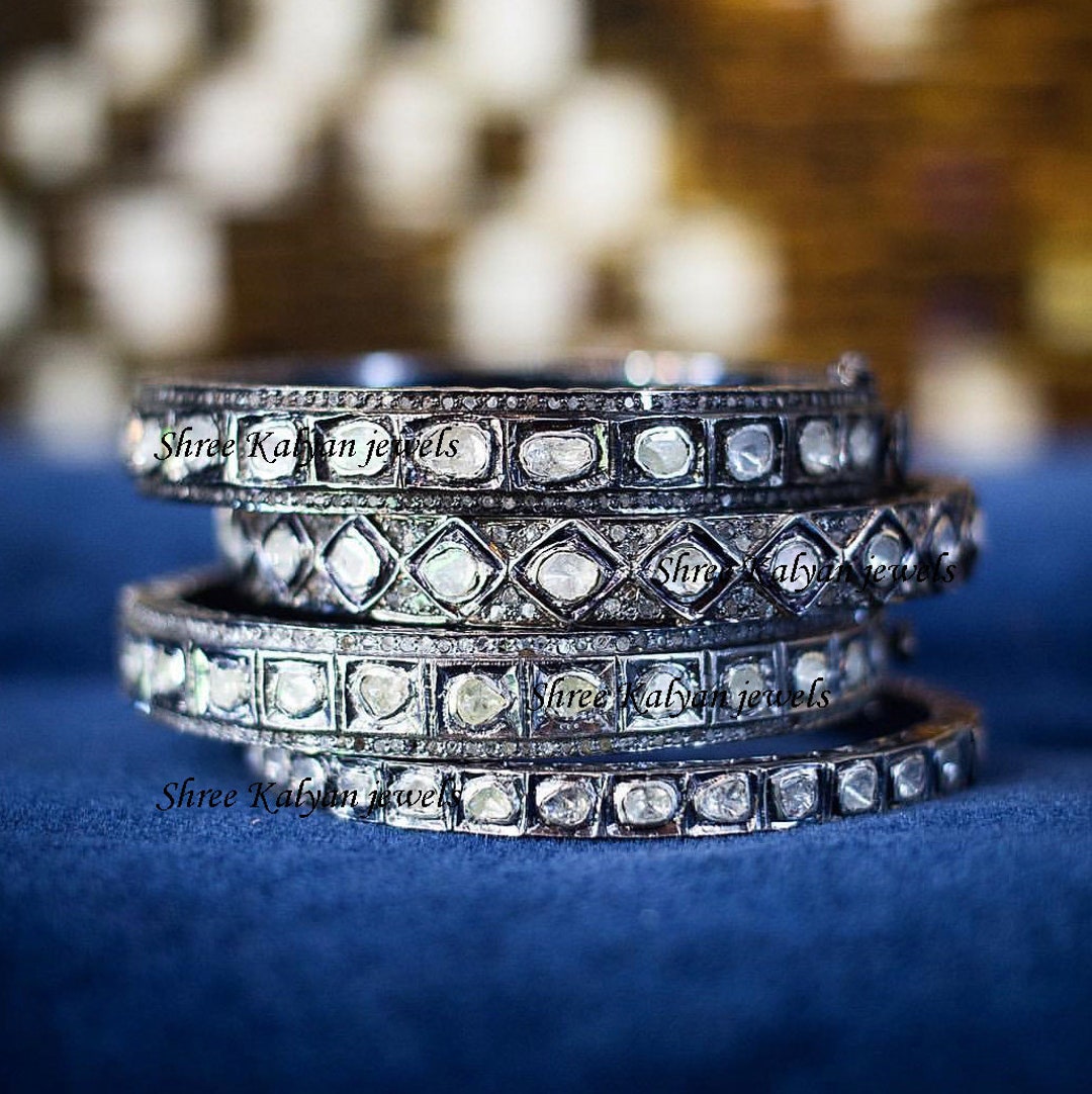 Diamond Polki Bangle, Single Line Bangle, Bracelet for Women, Natural ...