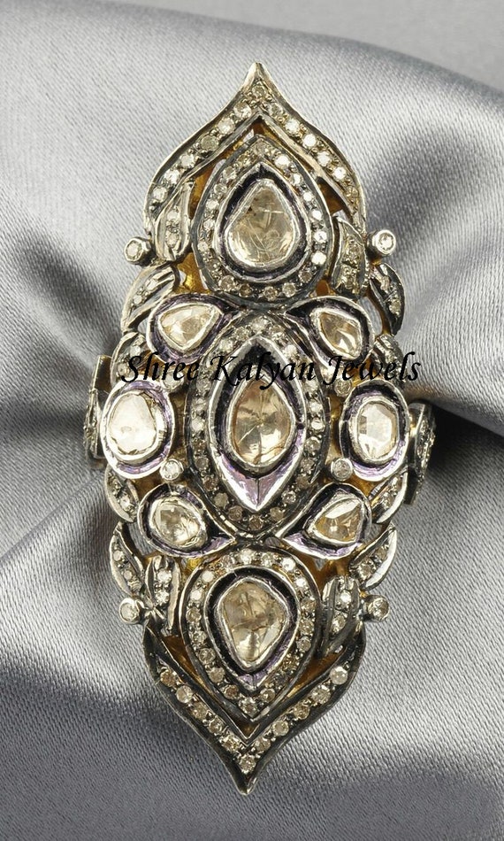 Diamond Polki Ring Polki Ring Natural Rose Cut Diamond & - Etsy