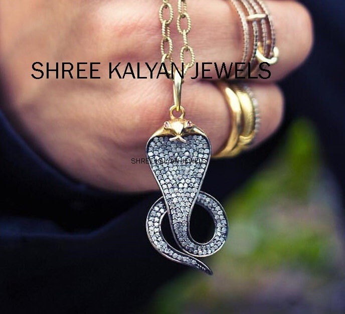 Diamond Snake Pendant Pendant Natural Diamond & Ruby 925 Sterling ...