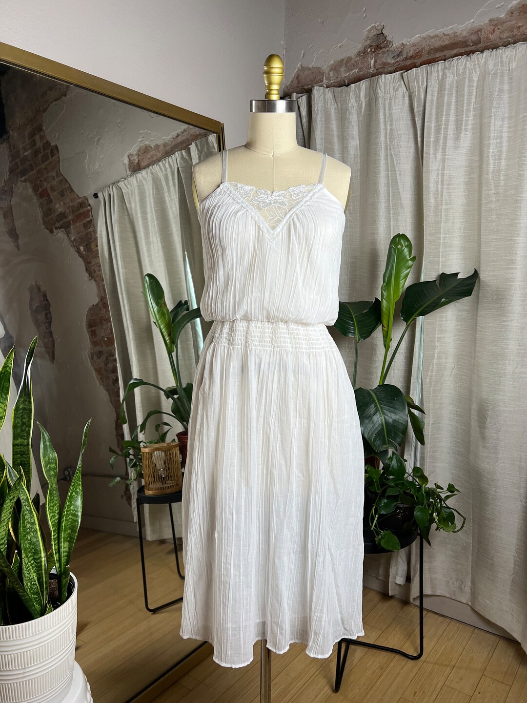 Vintage 1970s White Cotton Dress Set / 70s Rustys Place Ltd ...