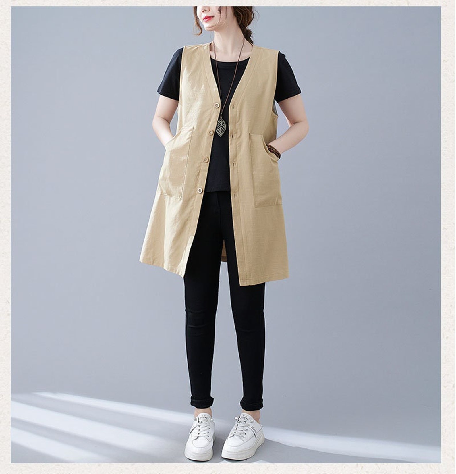 Long Linen Vest/ Summer Vintage Vest/ Casual Linen Clothing/ - Etsy