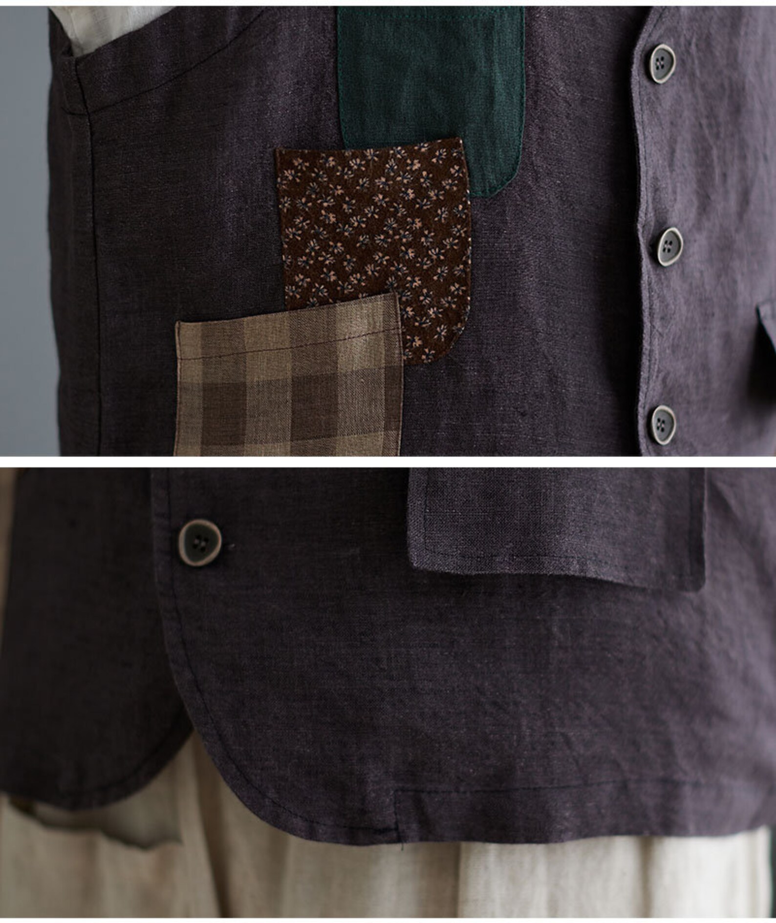 Patchwork Linen Vest/ Summer Vintage Vest/ Casual Linen - Etsy