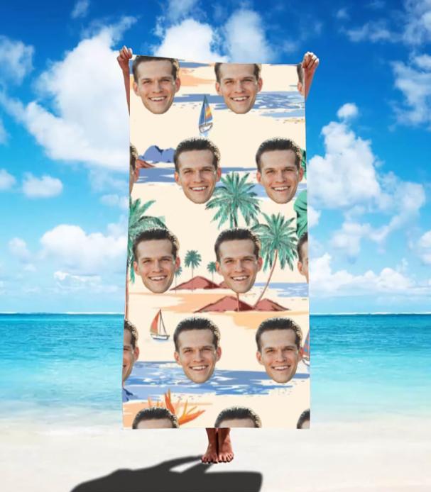 Personalized Face Beach Towel, Custom Photo Man/woman Bath Towel ...