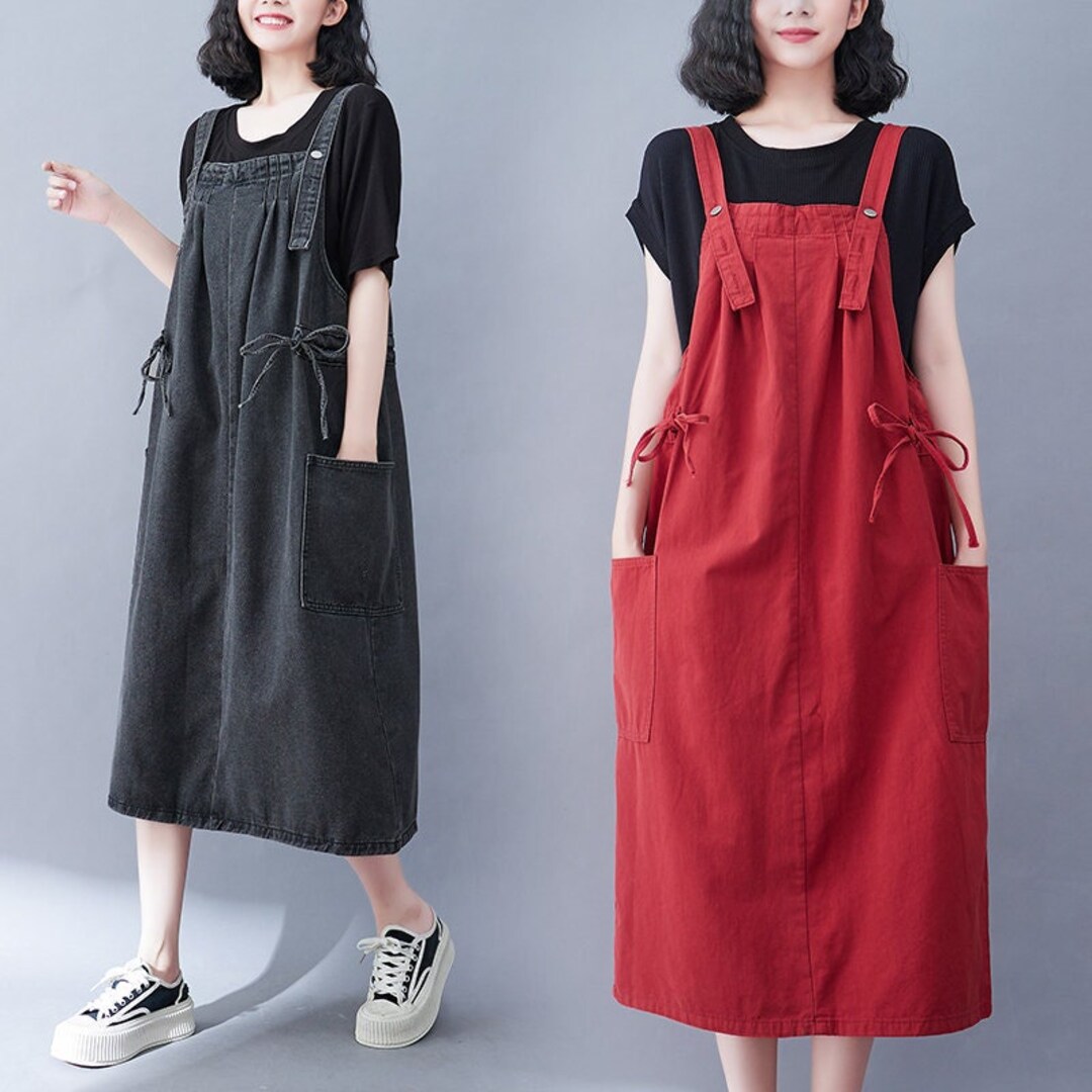 Soft Denim Cotton Overalls Dress, Summer Casual Denim Overalls Dress ...