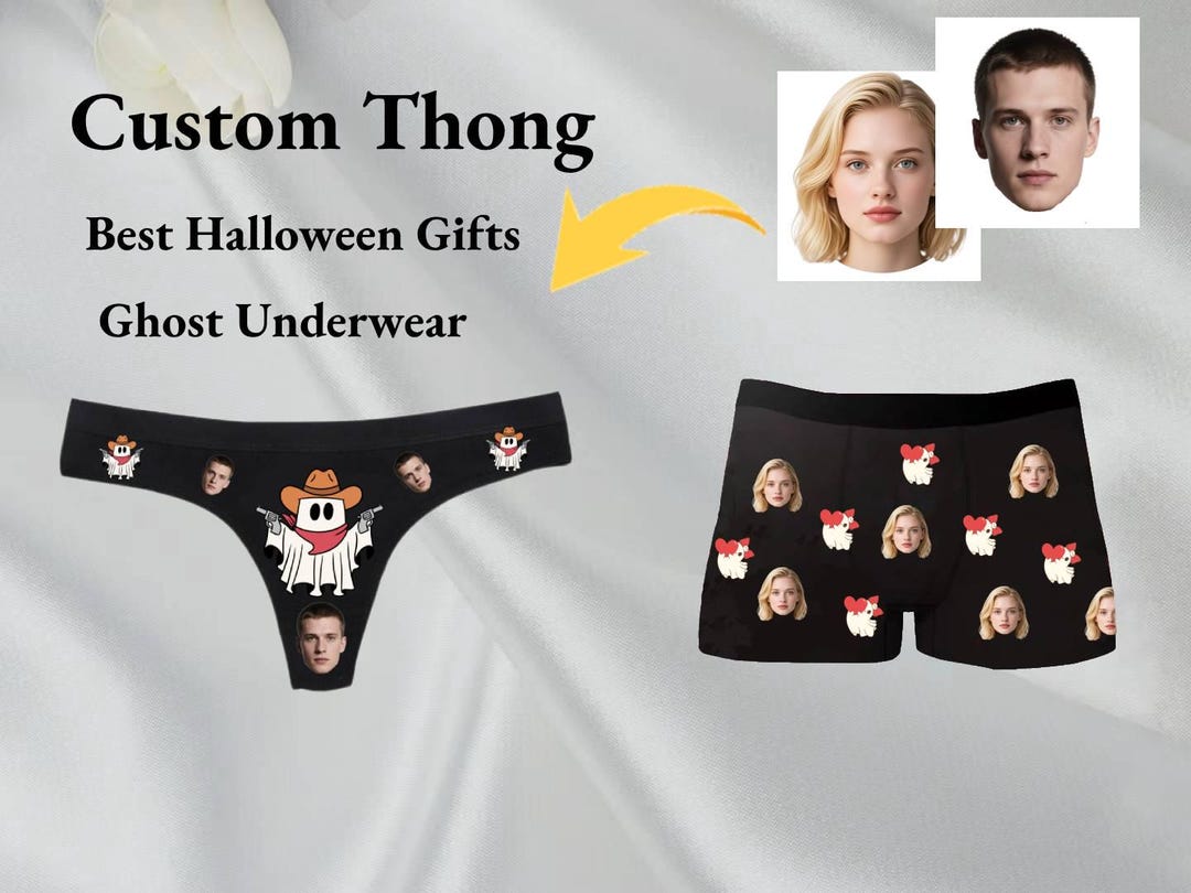 Custom Halloween Face Thong, Halloween Gift, Custom Thongs for Couple ...