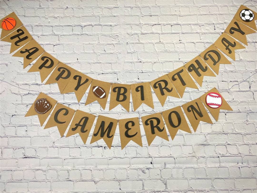 Personalized Happy Birthday Sports Theme Banner Custom Name Basketball ...
