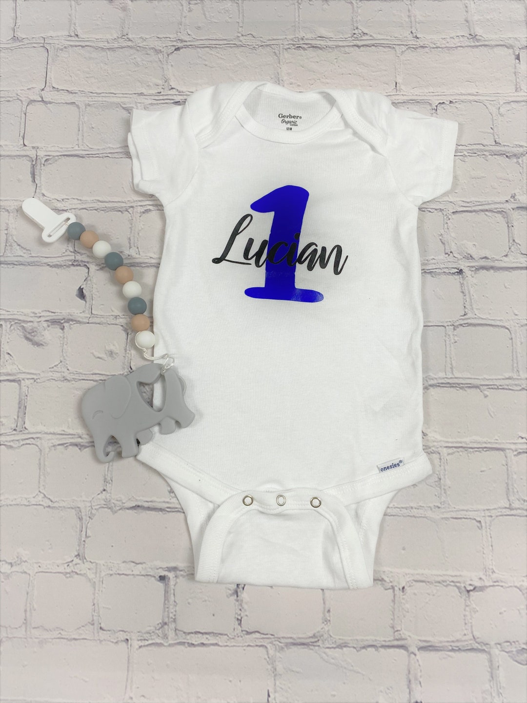 Baby Onsie With Number and Name, Personalized Birthday Onsie, 1st Bday ...