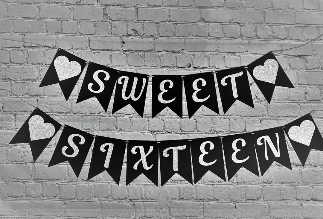 Sweet Sixteen Banner, Happy 16th Birthday Banner, Quinceanera Banner ...