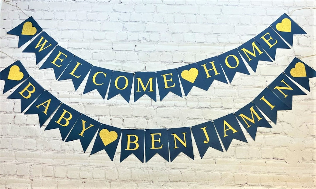 Navy Gold Glitter Custom Welcome Home Banner - Etsy