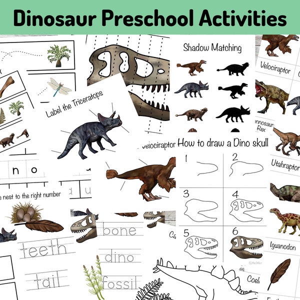 Dinosaur Worksheet Preschool - Etsy