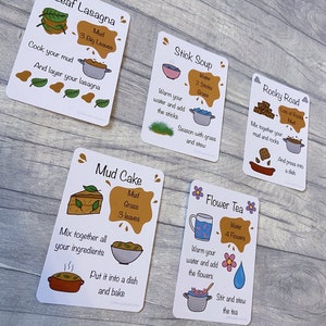 Printable Mud Kitchen Recipe Cards Educational Learning - Etsy UK