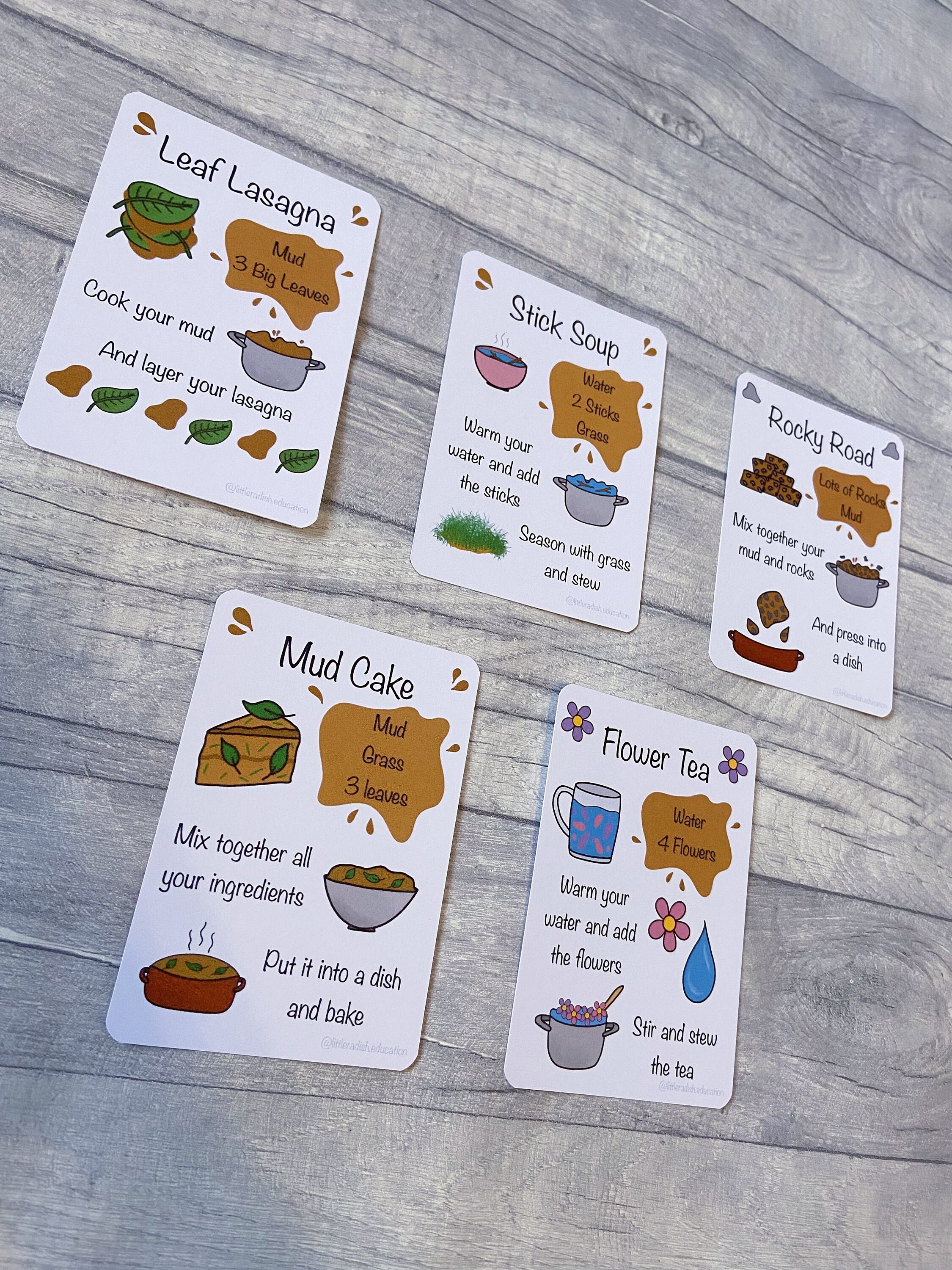 Printable Mud Kitchen Recipe Cards Educational Learning - Etsy UK