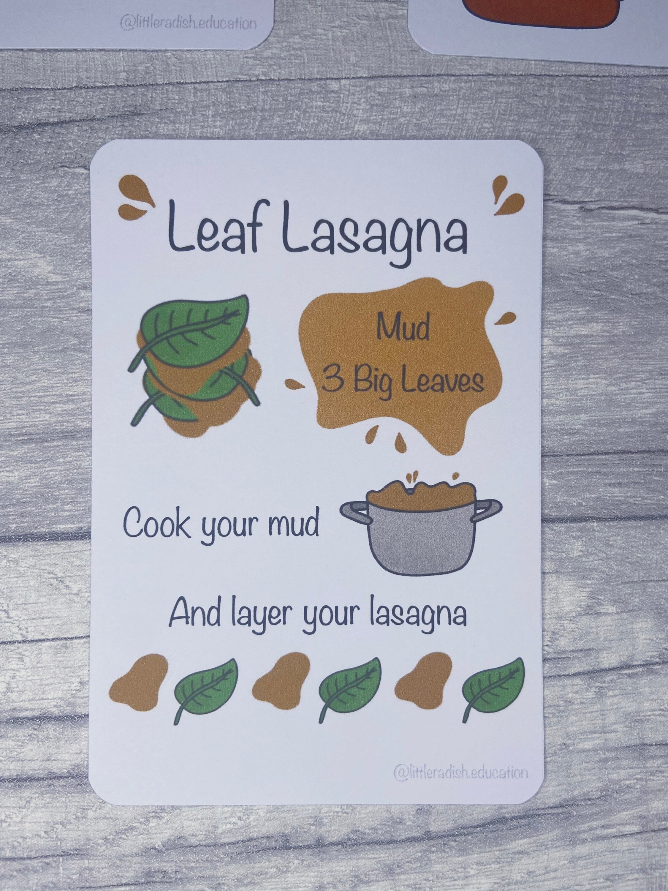 Printable Mud Kitchen Recipe Cards Educational Learning | Etsy UK