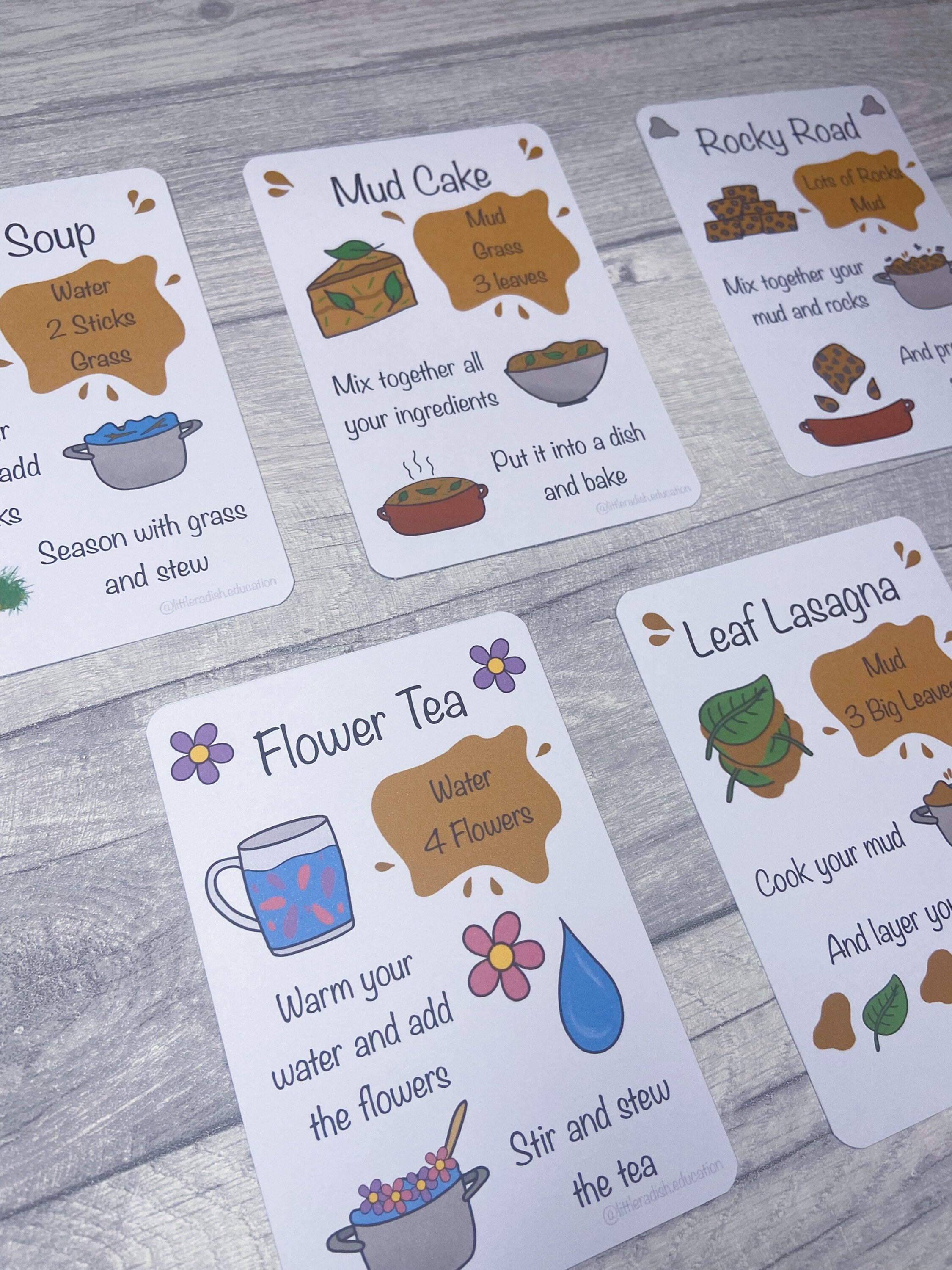 Printable Mud Kitchen Recipe Cards Educational Learning | Etsy UK