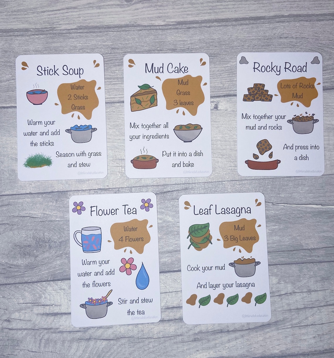 Printable Mud Kitchen Recipe Cards Educational Learning | Etsy UK