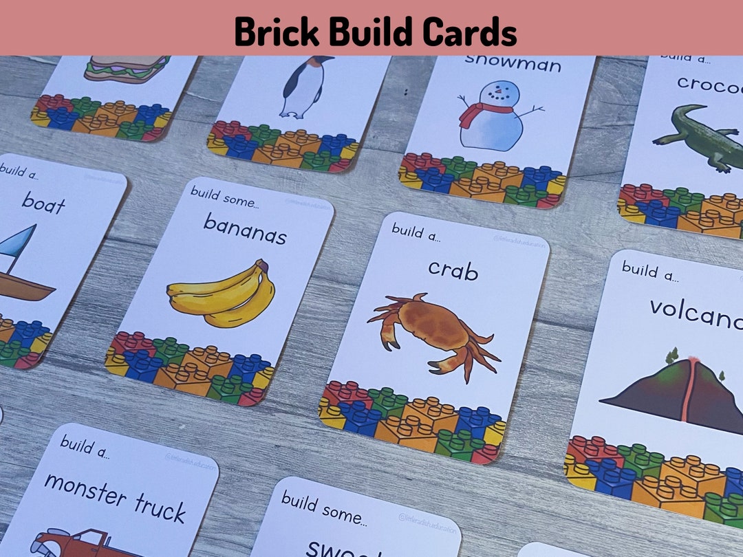 Brick Building Idea Cards Printable, STEM Learning Cards, Problem ...
