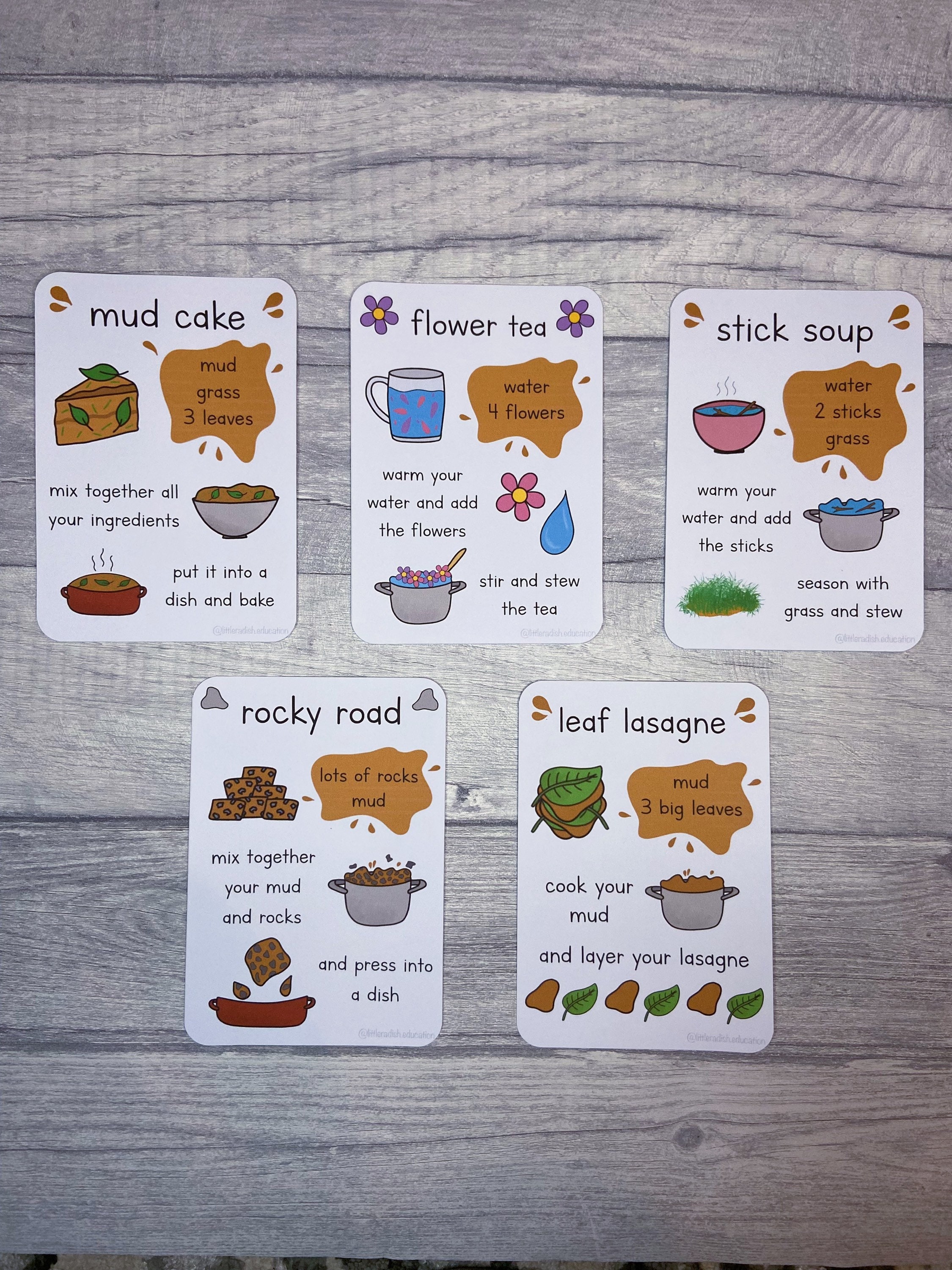 Printable Mud Kitchen Recipe Cards Educational Learning - Etsy