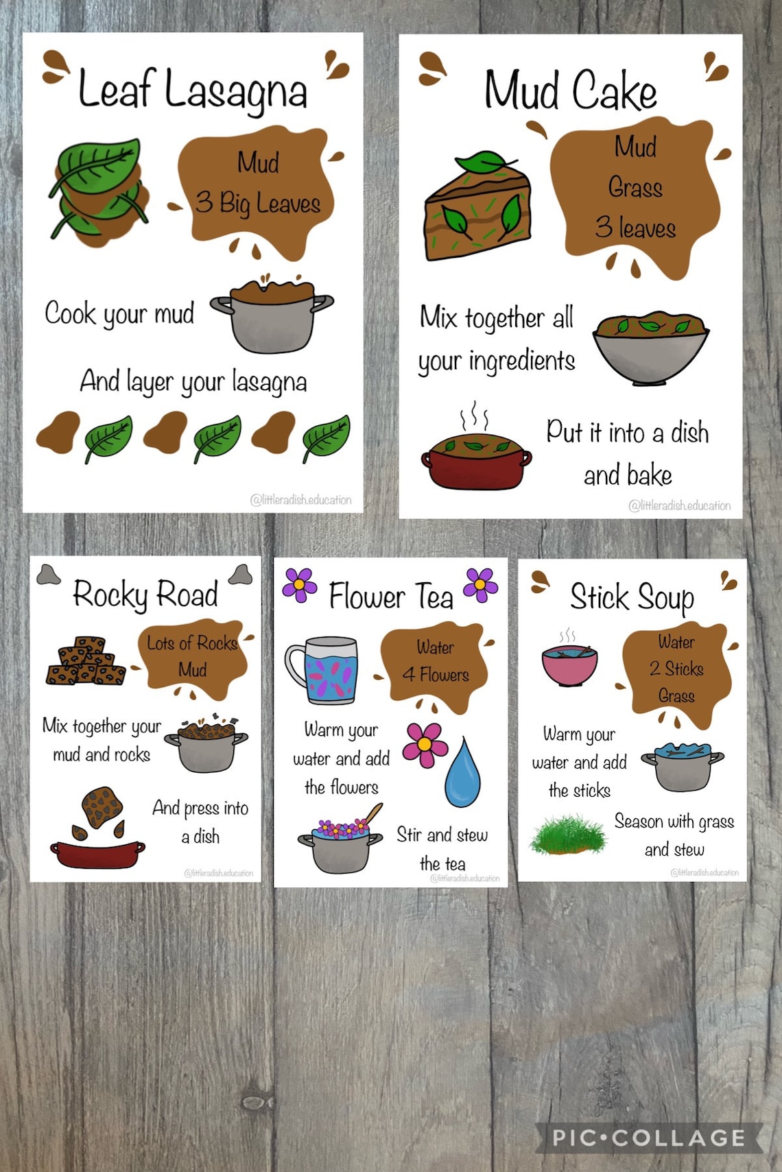 Printable Mud Kitchen Recipe Cards Educational Learning | Etsy UK