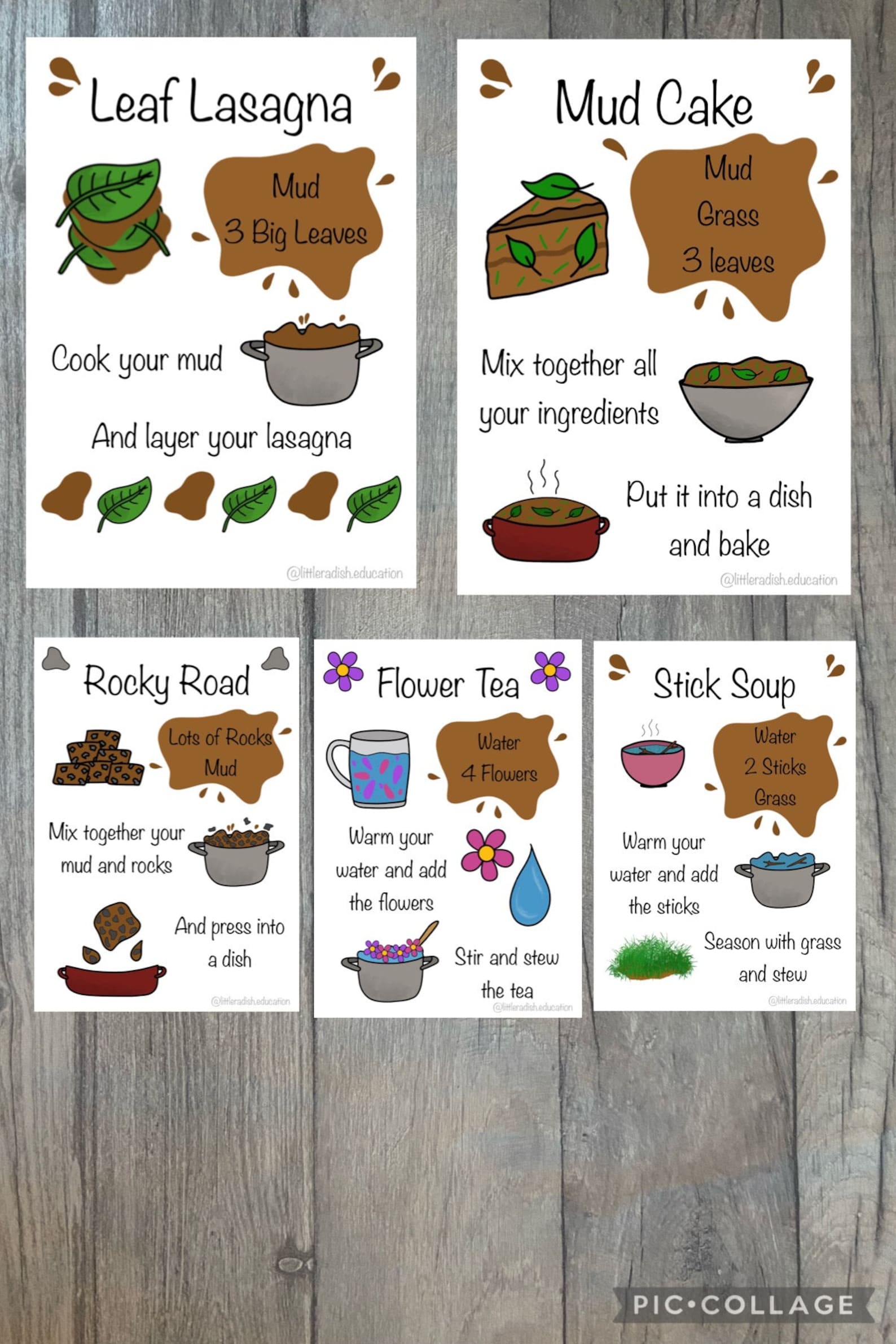 Printable Mud Kitchen Recipe Cards Educational Learning - Etsy