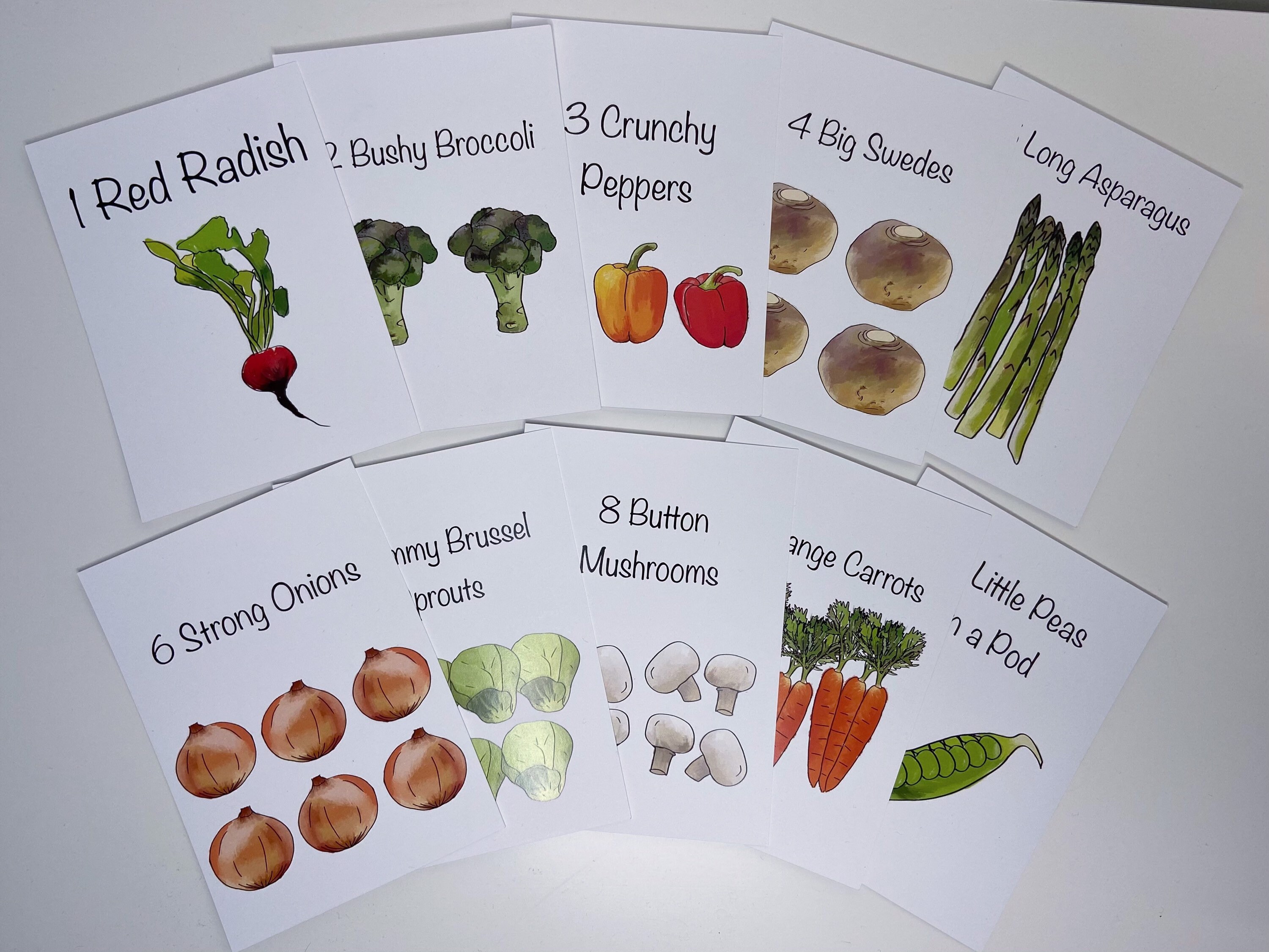 Number 1-10 Vegetable Flashcards Educational Learning | Etsy