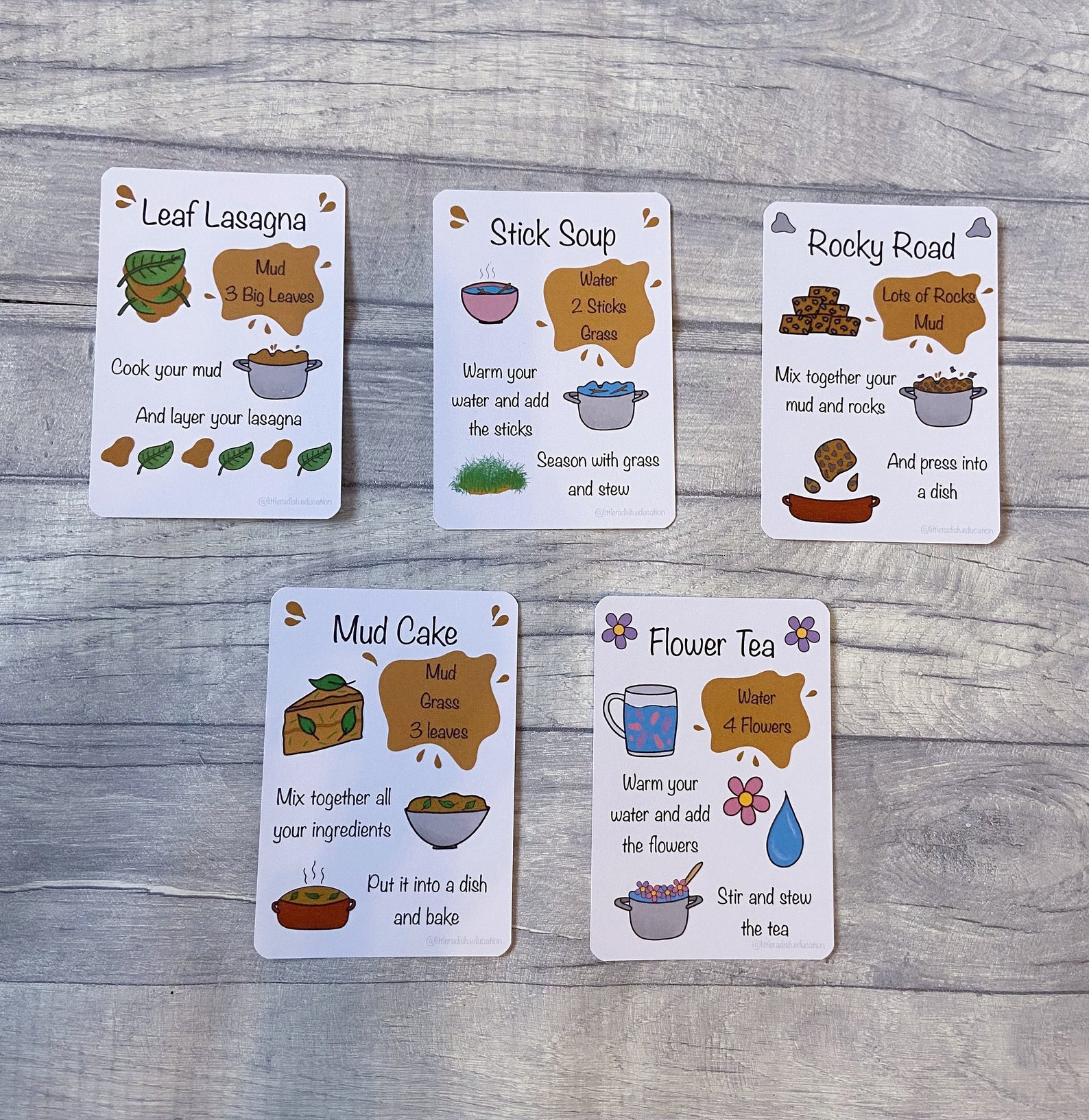 Printable Mud Kitchen Recipe Cards Educational Learning - Etsy UK