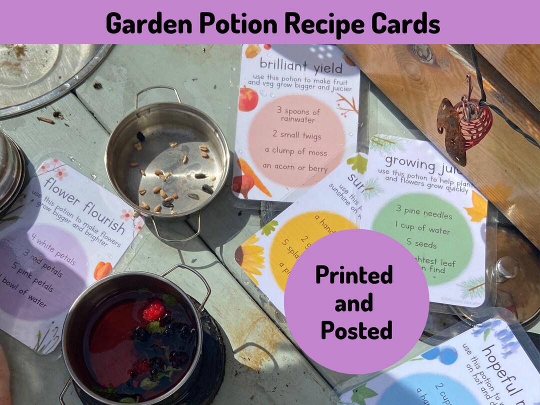 Garden Potions Recipe Cards Laminated, Outdoor Forest School, Nature ...