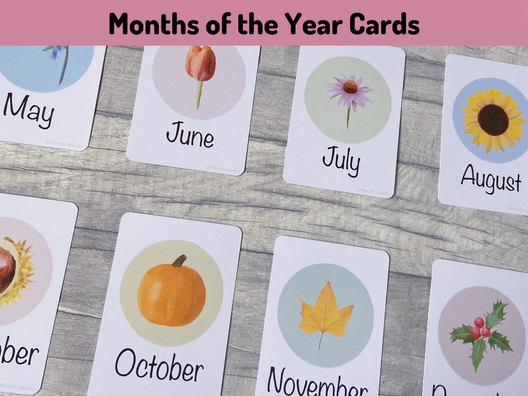 Months of the Year Flashcards Printable, Educational Learning Resources ...