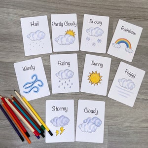 Printable Weather Flashcards Teaching Learning Resources | Etsy