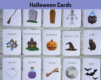 Halloween Preschool Flash Cards. Montessori 3 Part Cards. - Etsy