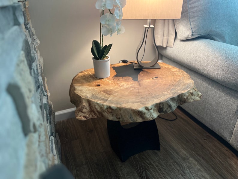 Live Edge Solid Oak End Table Side Table Coffee Table - Etsy